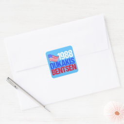 1988 Dukakis Bentsen Retro Election Square Sticker | Zazzle