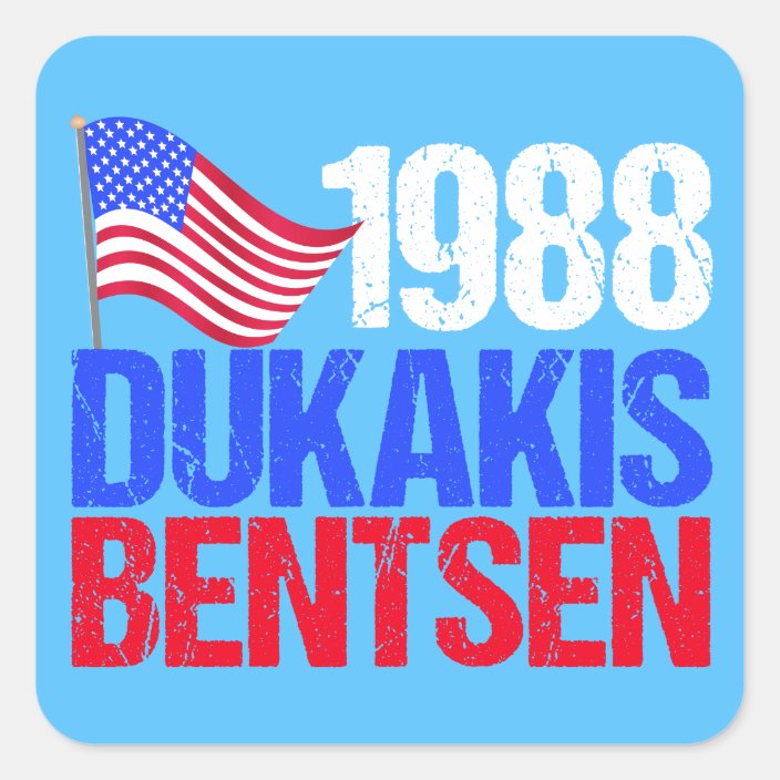 1988 Dukakis Bentsen Retro Election Square Sticker | Zazzle.com