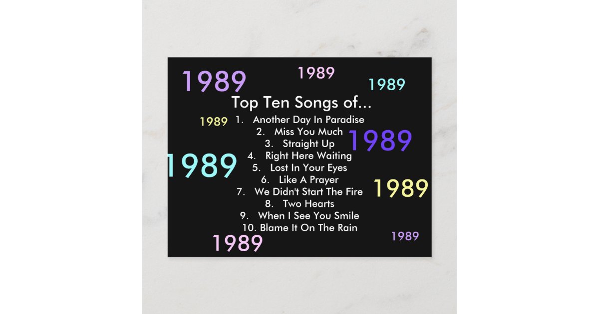 1989 Songs Postcard | Zazzle