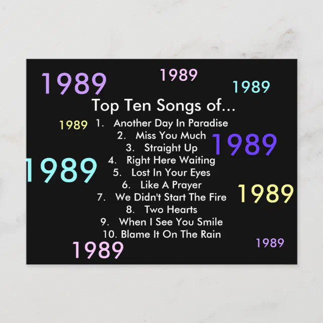 1989 Songs Postcard | Zazzle
