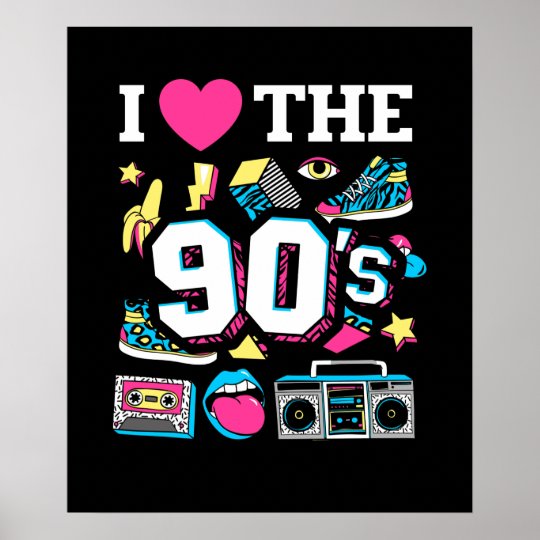 1990's 90s I Heart the Nineties Poster | Zazzle.com