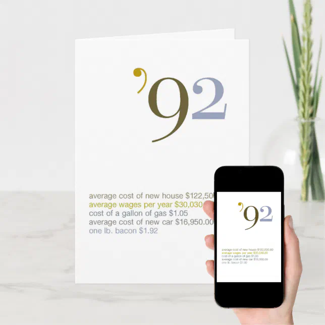 1992 Birthday Fun Facts Card | Zazzle