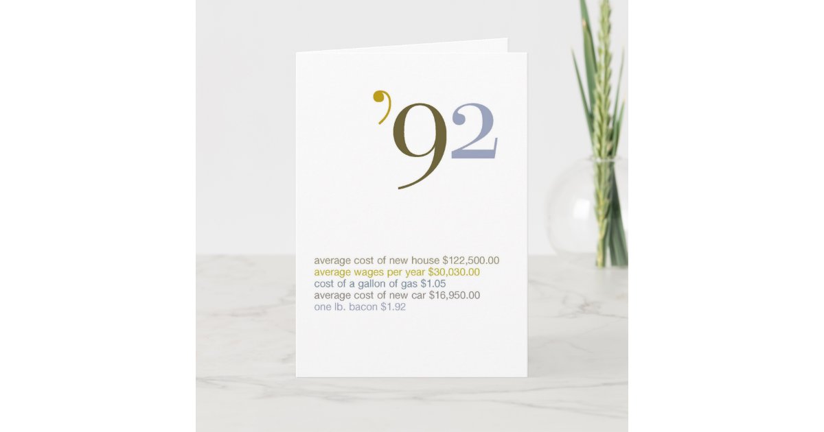 1992 Birthday Fun Facts Card | Zazzle