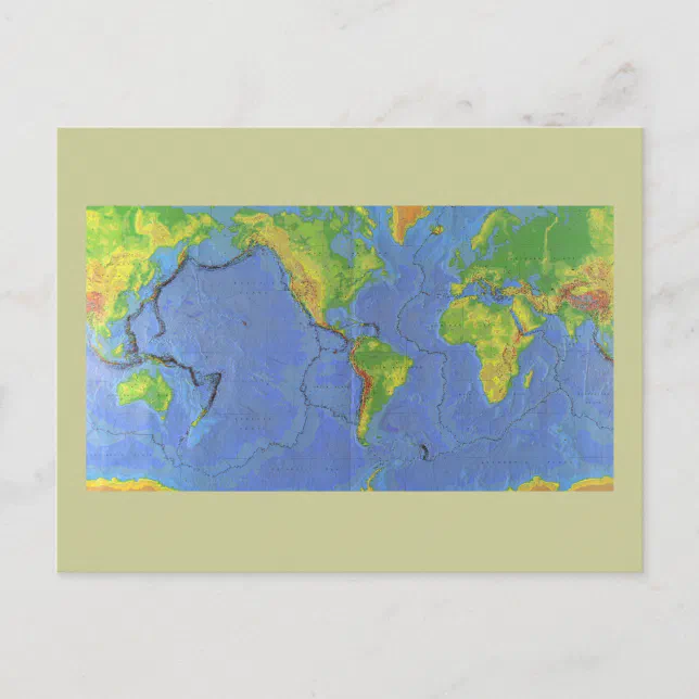 1994 Physical World Map - Tectonic Plates - USGS Postcard | Zazzle