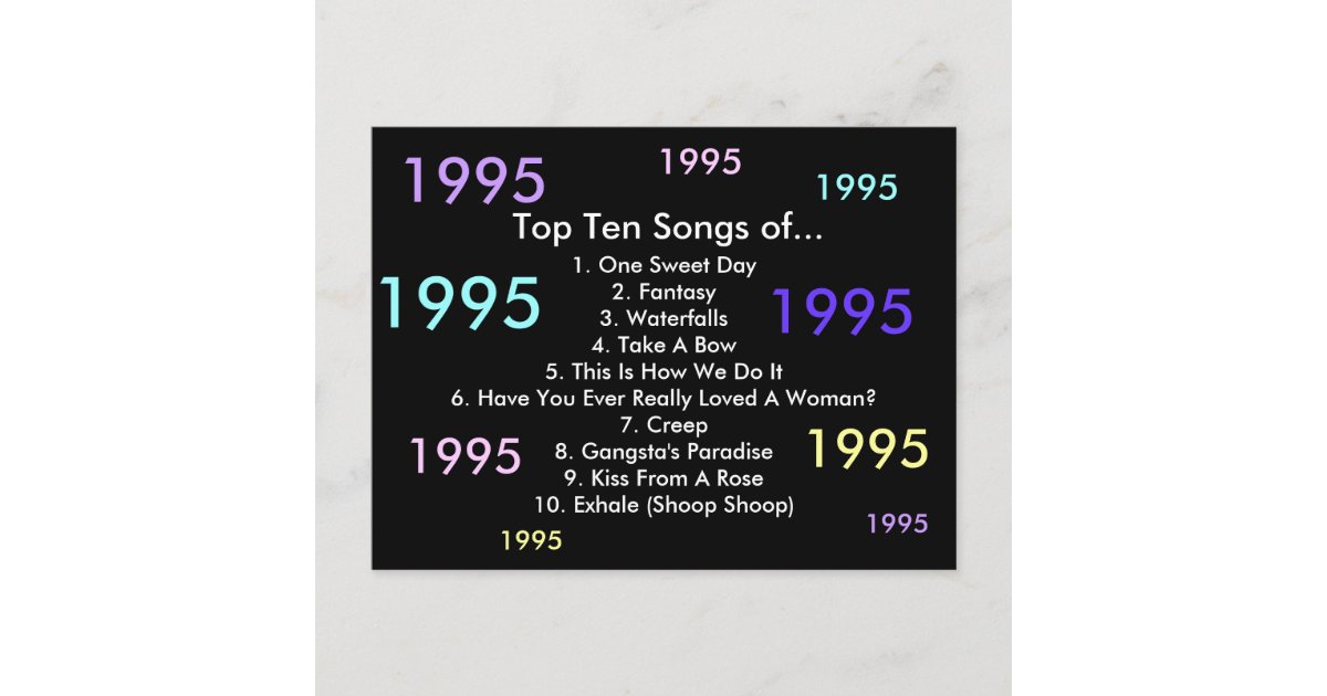 1995 Songs Postcard | Zazzle