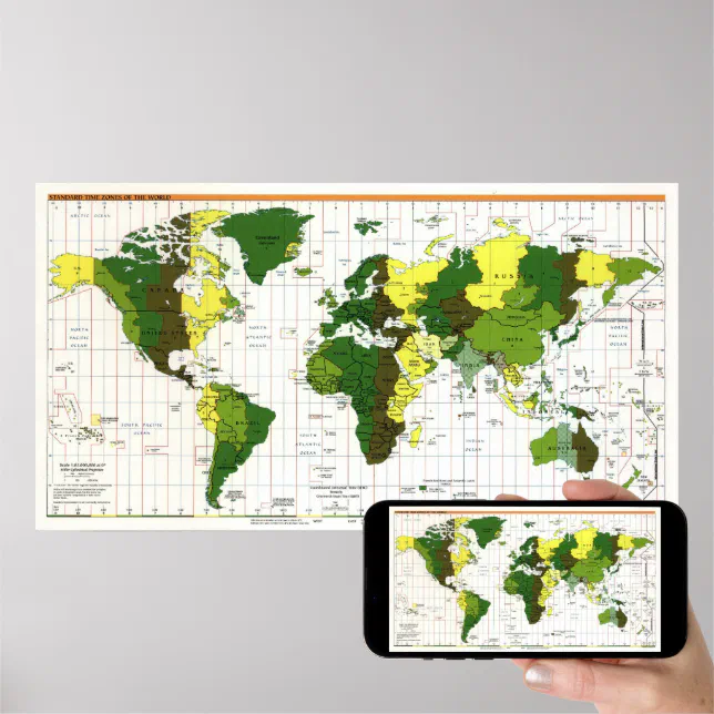 1999 CIA Time Zone Map of the World Poster | Zazzle