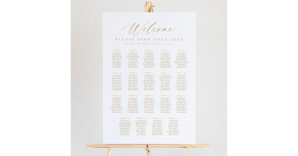 19 Tables Welcome Seating Chart Foam Board | Zazzle
