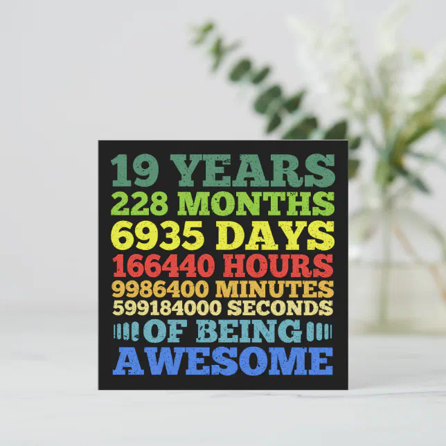 19 Years Old Vintage 19th Birthday 228 Months Invitation | Zazzle