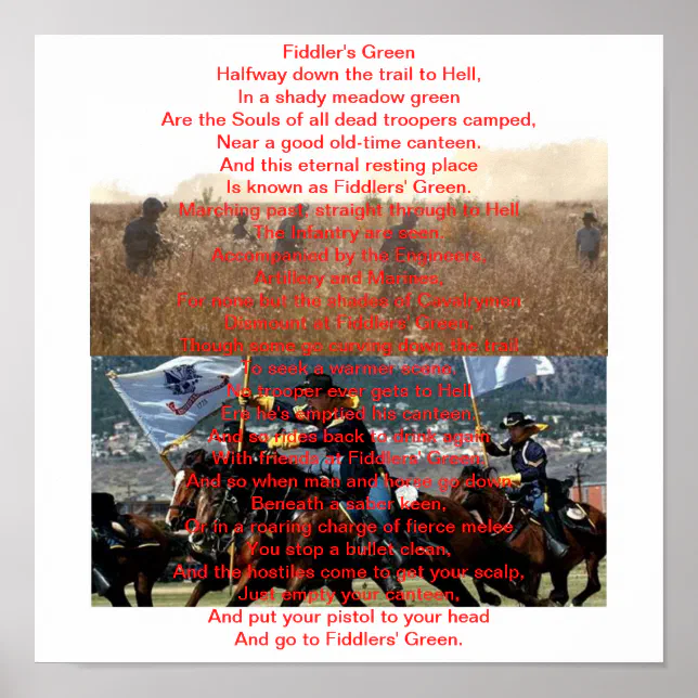 19D Poem Fiddler's Green Poster | Zazzle