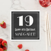 19th Birthday ~ Art Deco Inspired Look "19", Name Napkins | Zazzle
