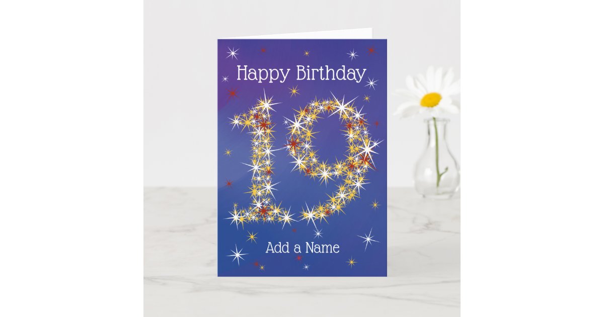 19th Birthday - Number 19 in Stars - Blue - Age 19 Card | Zazzle