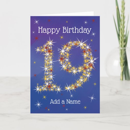 19th Birthday - Number 19 in Stars - Blue - Age 19 Card | Zazzle