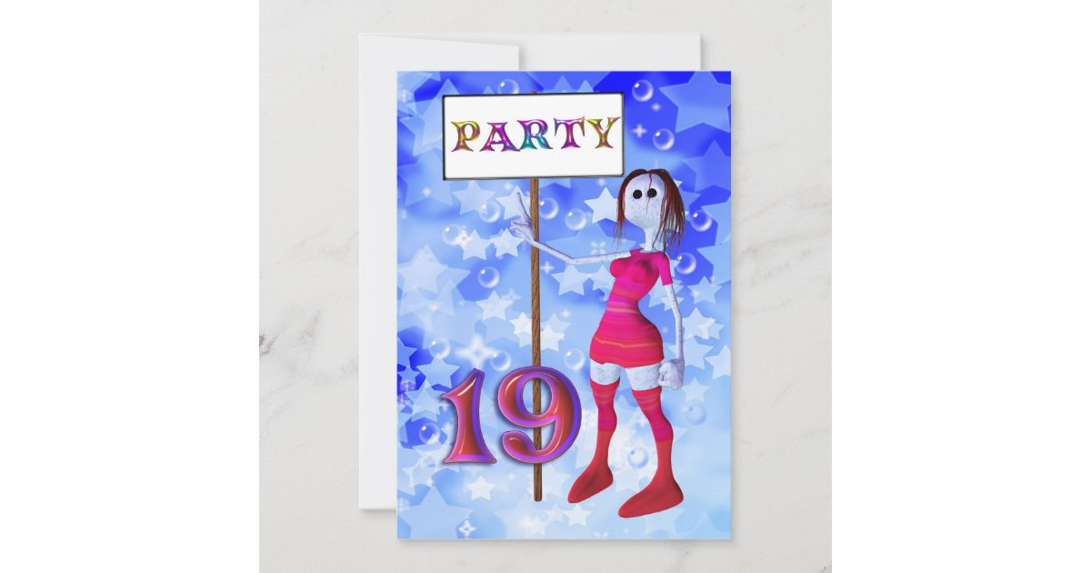 19th Birthday party sign board invitation | Zazzle