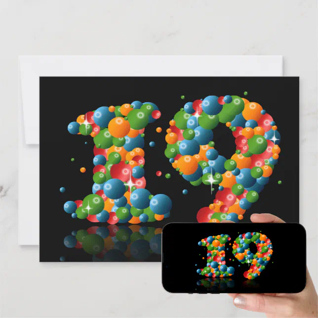 19th Birthday party, with bubbles and balls Invitation | Zazzle