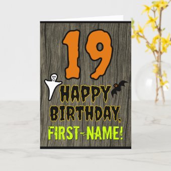 19th Birthday: Spooky Halloween Theme, Custom Name Card | Zazzle