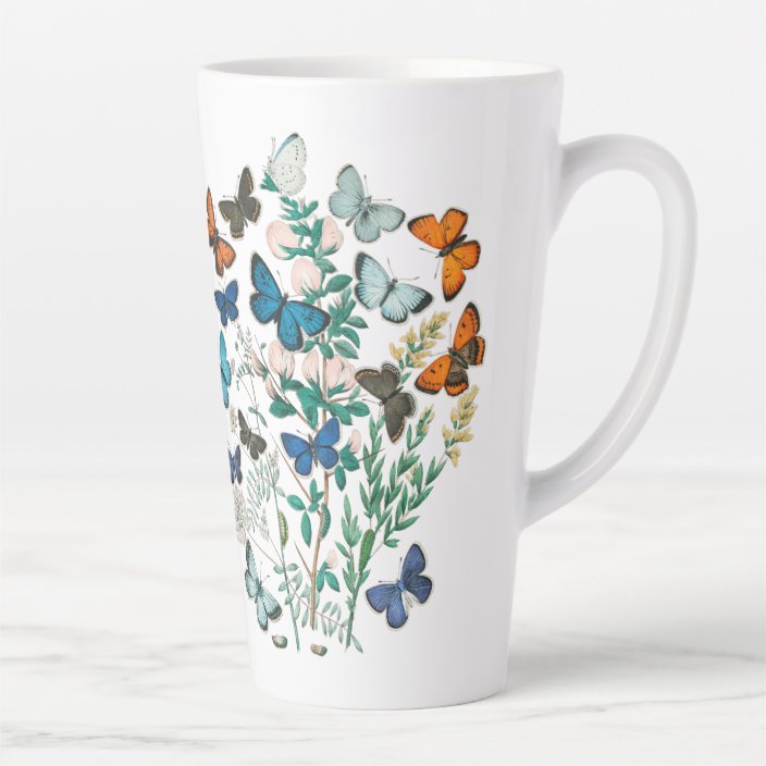19th century antique butterflies moth illustration latte mug | Zazzle.com