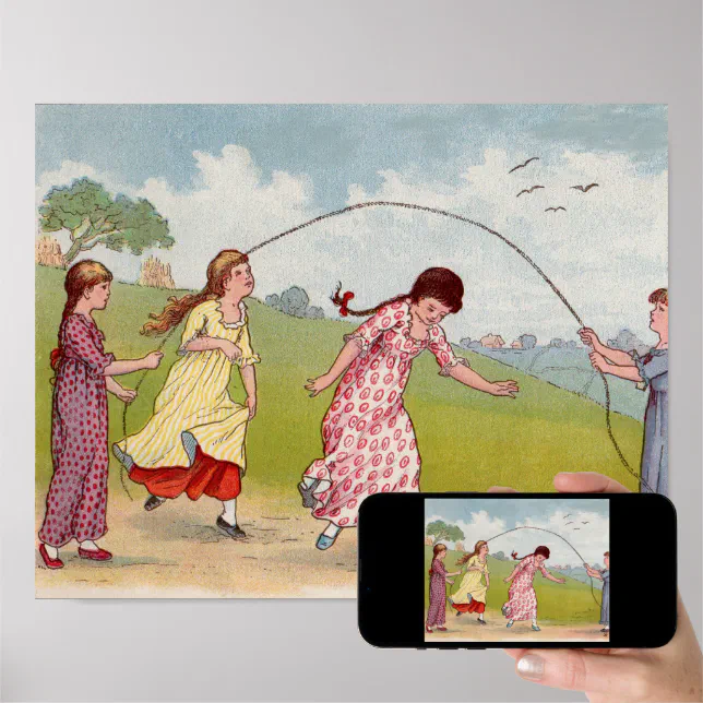 19th century girls playing jump rope poster | Zazzle