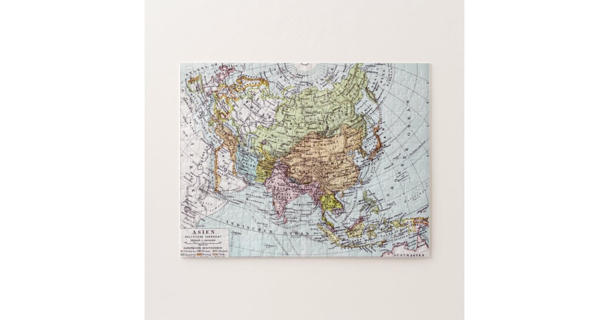 19th Century Map of Asia Jigsaw Puzzle | Zazzle