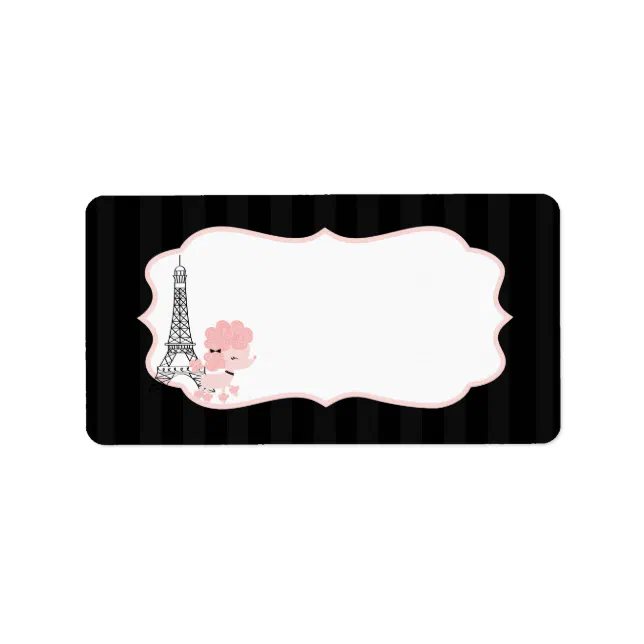 1.25"x2.75" Mailing Address Pink Poodle in Paris Label | Zazzle