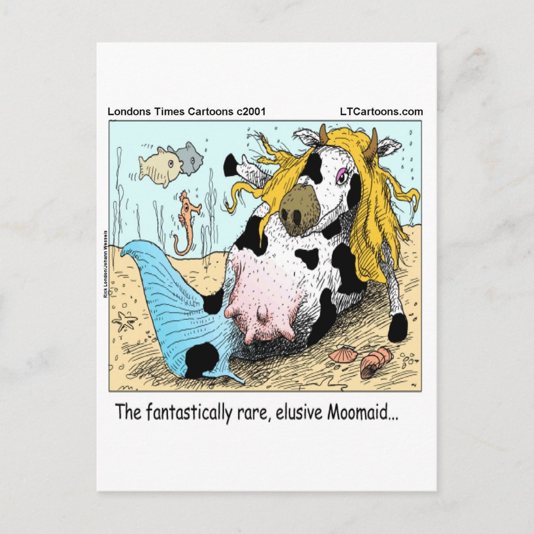 1/2 Cow 1/2 Mermaid Moomaid Funny Postcard | Zazzle