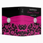 1" Black and Pink Damask Wedding Binder | Zazzle