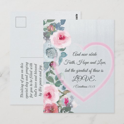 1 Corinthians 13:13 Greatest is Love Valentine's Postcard | Zazzle
