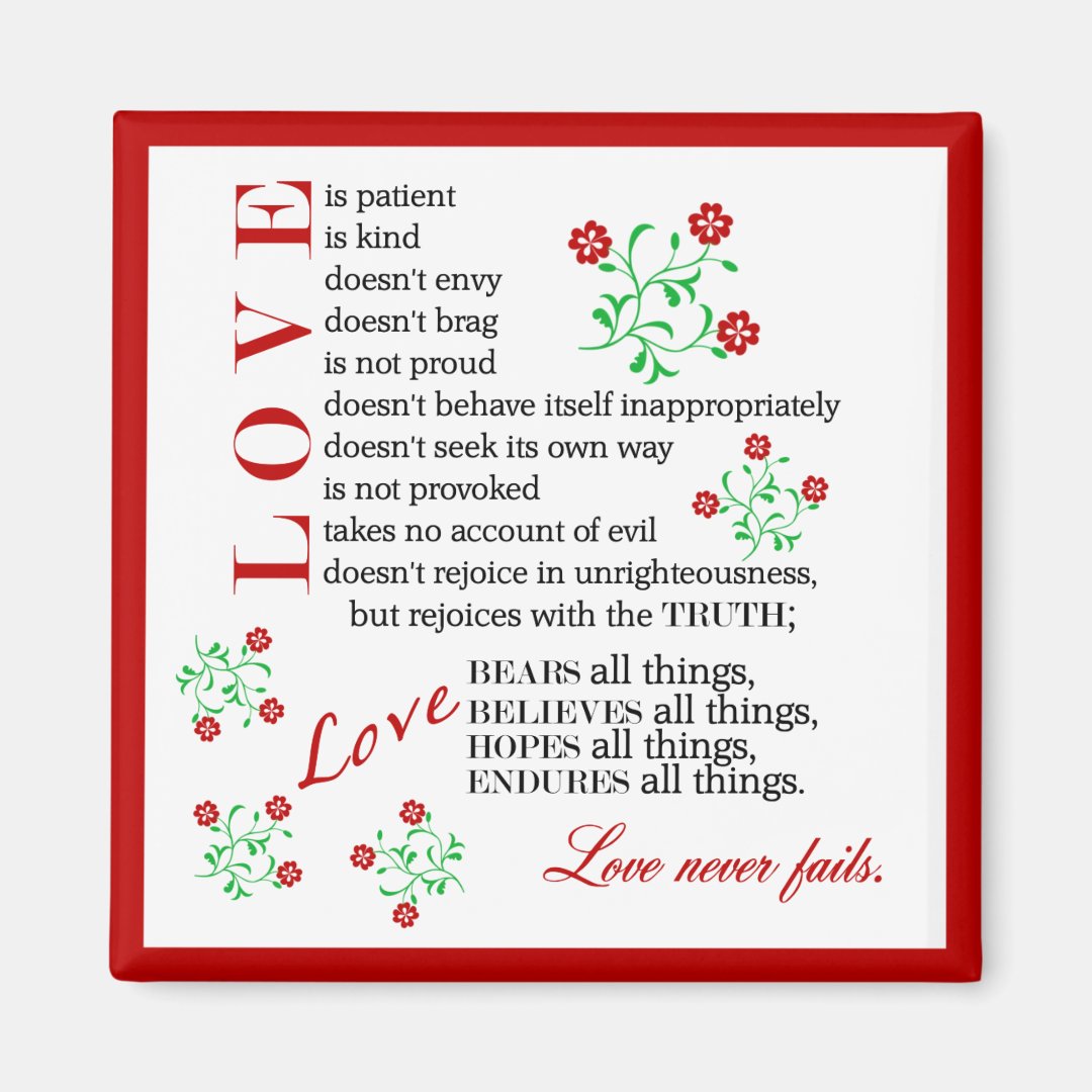 1 Corinthians 13 4-8 | Love Never Fails Magnet | Zazzle