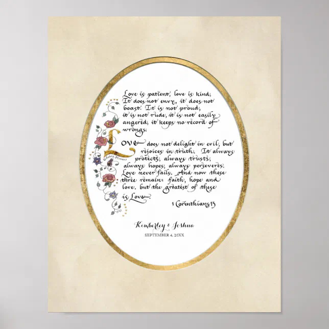1 Corinthians 13, Love Chapter Christian Scripture Poster | Zazzle