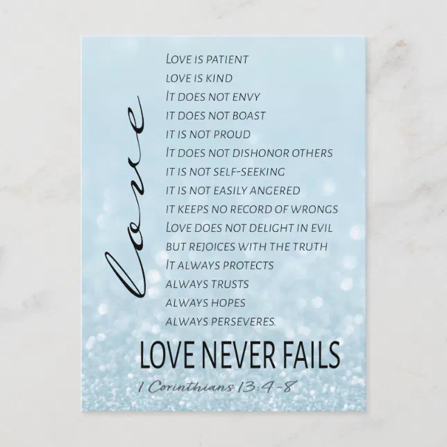 1 Corinthians 13 Love is Bible Verse Postcard | Zazzle
