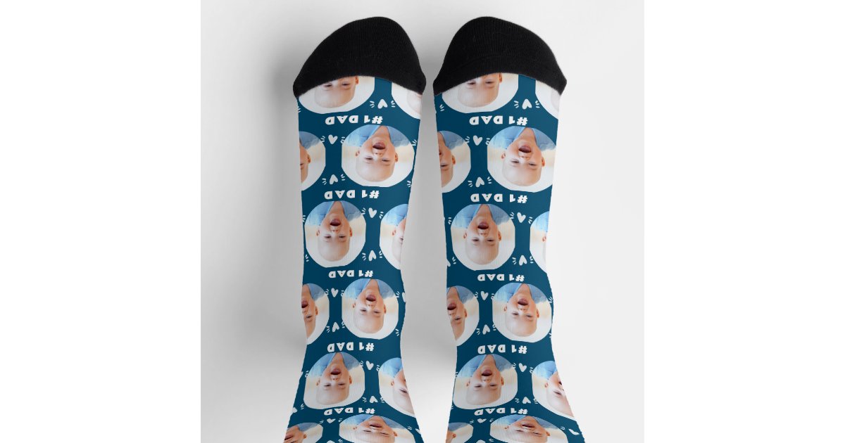 #1 Dad Baby or Child Photo Father's Day Socks | Zazzle