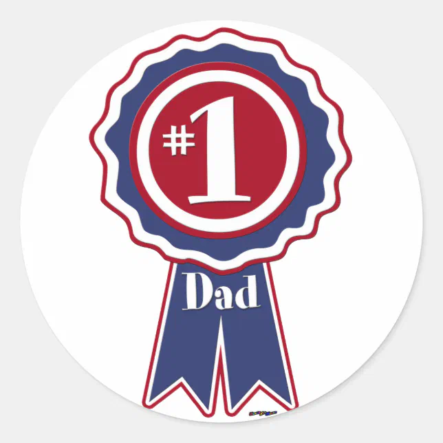 #1 Dad - Happy Father's Day Classic Round Sticker | Zazzle