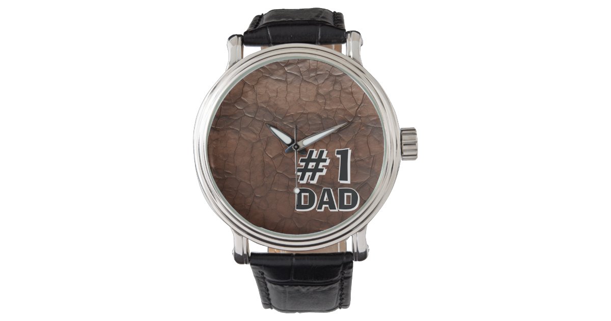 #1 Dad Leather-look Watch | Zazzle