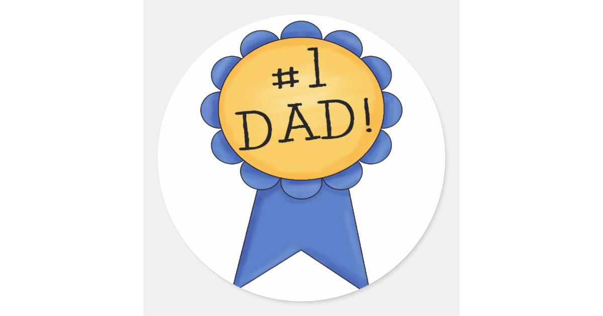 #1 Dad (ribbon) Classic Round Sticker | Zazzle