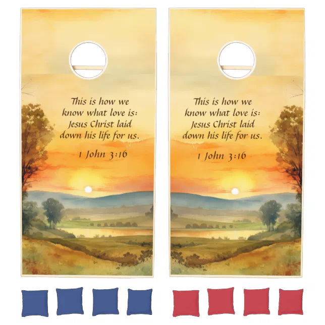 1 John 3:16 Jesus laid down his life for us Bible Cornhole Set | Zazzle