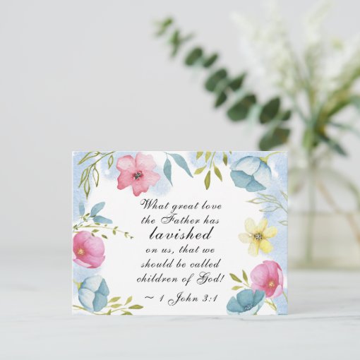 1 John 3:1 Great love the Father lavished on us Postcard | Zazzle
