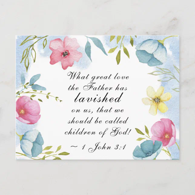 1 John 3:1 Great love the Father lavished on us Postcard | Zazzle