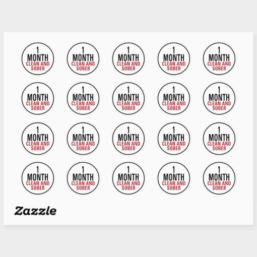 1 Month Clean and Sober Classic Round Sticker | Zazzle