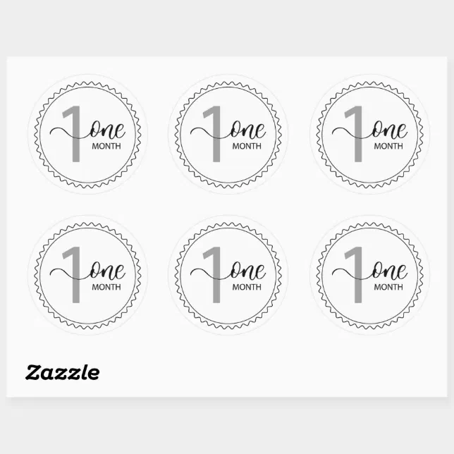 1 Month Milestone Classic Round Sticker | Zazzle