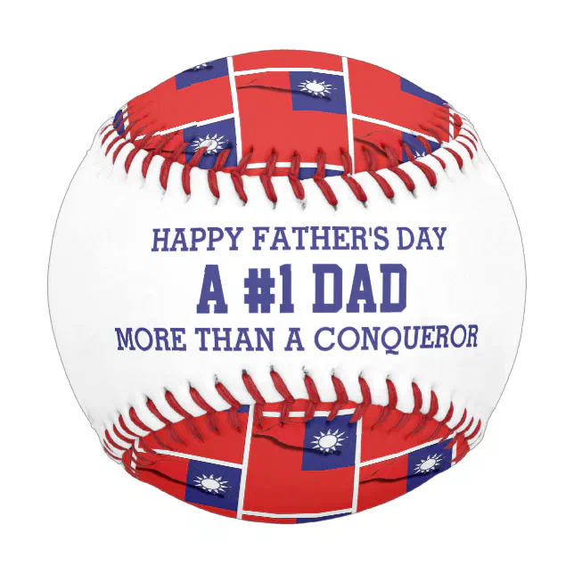 #1 Number 1 Dad CONQUEROR Taiwan Flag Baseball | Zazzle