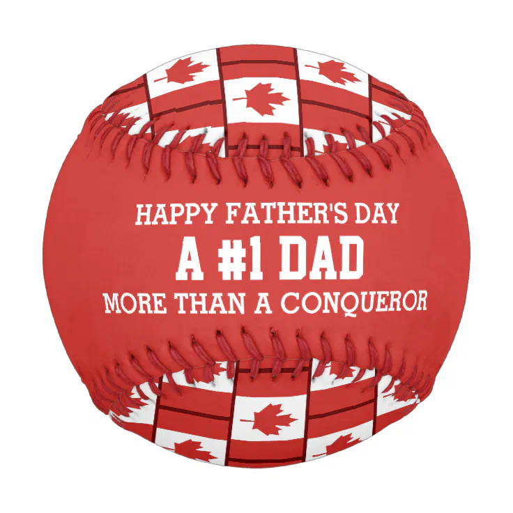 #1 NUMBER 1 DAD Father's Day CANADA Flag Baseball | Zazzle