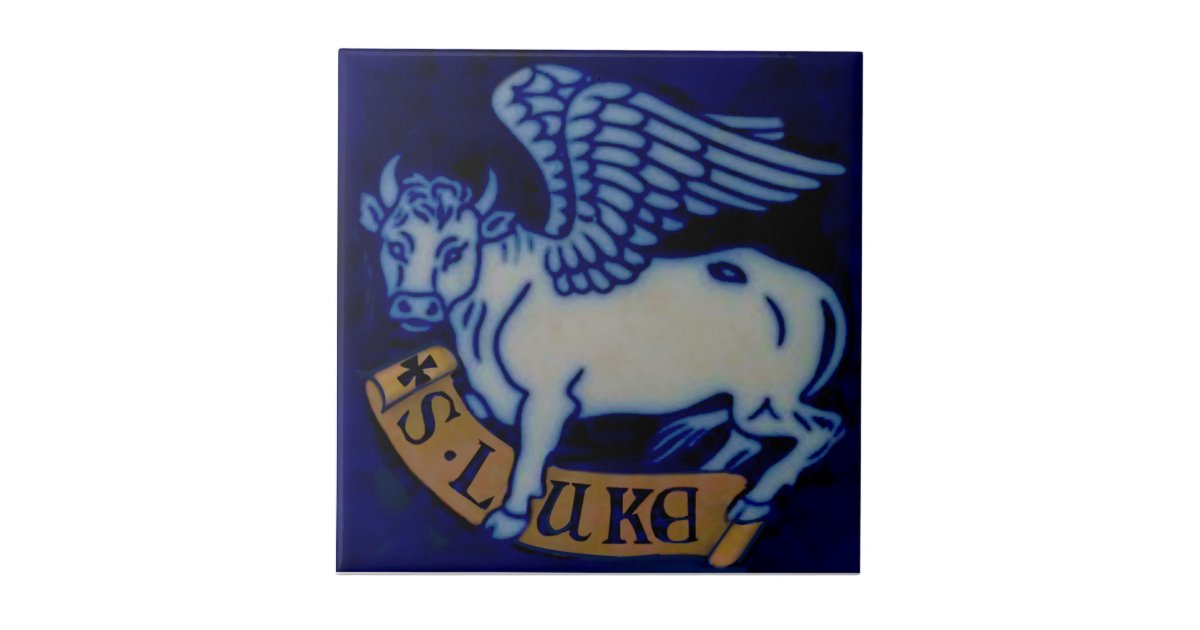 1 of 4 Evangelist St Luke Bull Repro Gothic Style Ceramic Tile | Zazzle