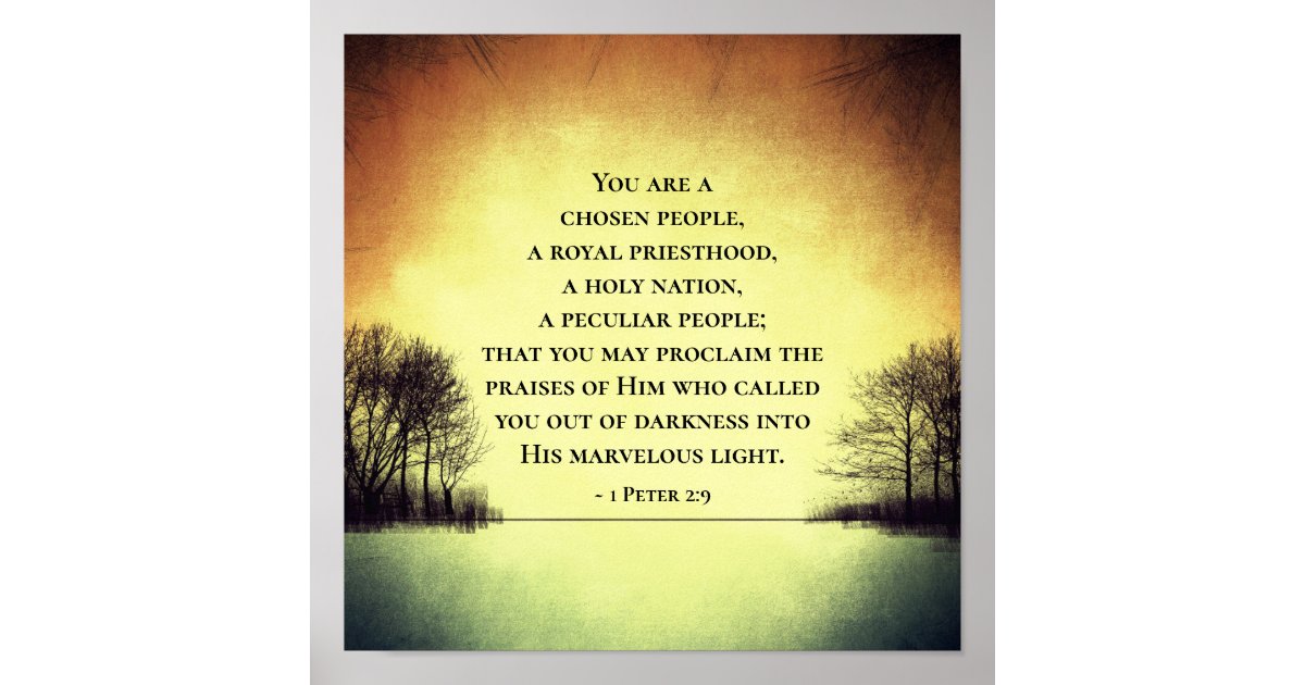 1 Peter 2:9 You are a Chosen People, Bible Poster | Zazzle