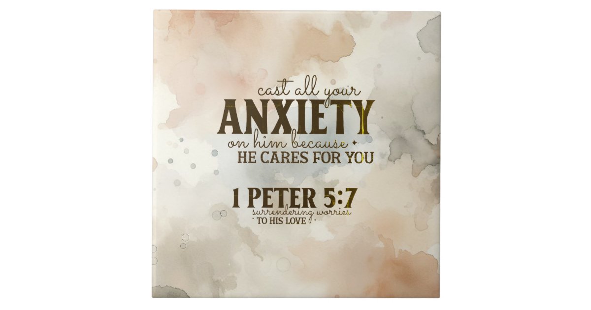 1 Peter 5:7 Cast your anxiety on Him Bible Verse Ceramic Tile | Zazzle