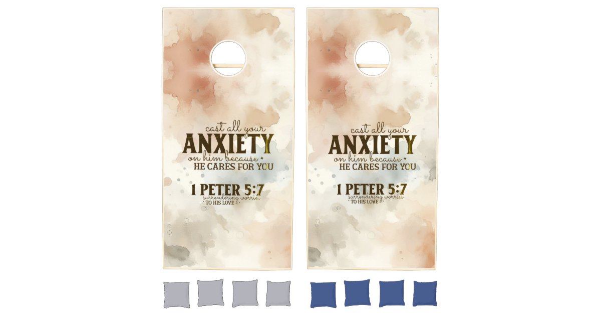 1 Peter 5:7 Cast your anxiety on Him Bible Verse Cornhole Set | Zazzle