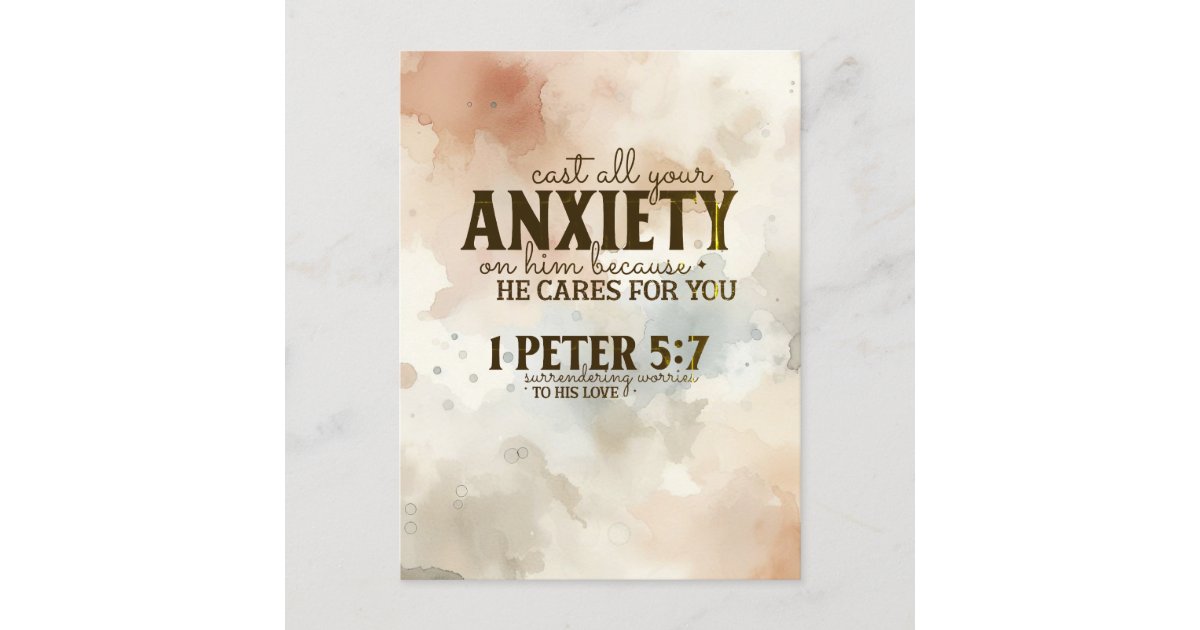 1 Peter 5:7 Cast your anxiety on Him Bible Verse Postcard | Zazzle