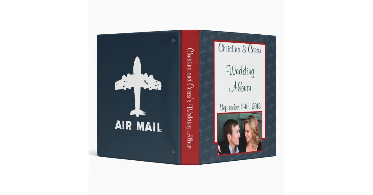 1" Photo Binder Scrapbook Airplane Flight Blue/Re | Zazzle
