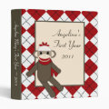 1" Photo Binder Scrapbook Red Sock Monkey | Zazzle
