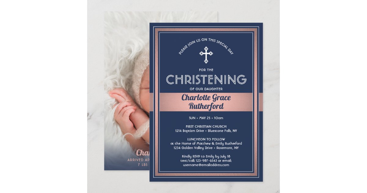 1 Photo Christening Invitation Birth Announcement | Zazzle