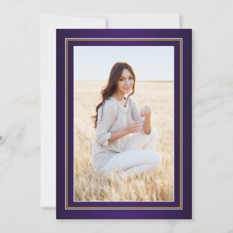 1 Photo Elegant Purple Gold Yellow Graduation Invitation | Zazzle