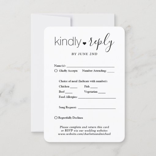 1 Photo Elegant Simple Script Kindly Reply Wedding RSVP Card | Zazzle